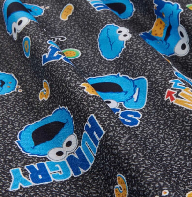 Cookie Monster on Gray Quilting Licensed Cotton Fabric Fat Quarter. 18 ...