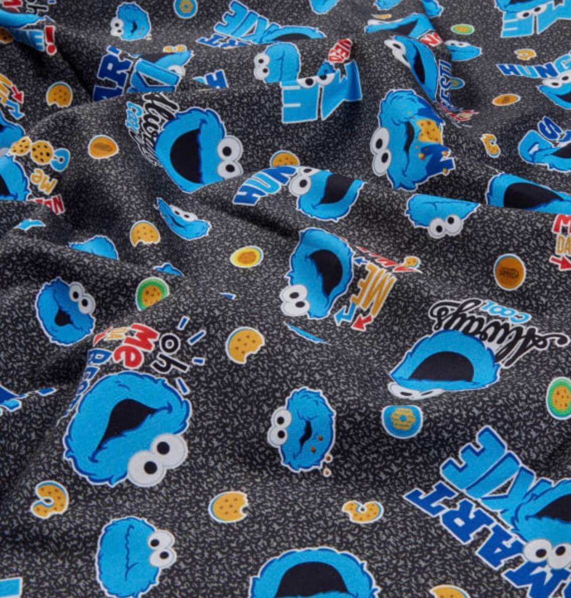 Cookie Monster on Gray Quilting Licensed Cotton Fabric Fat - Etsy UK