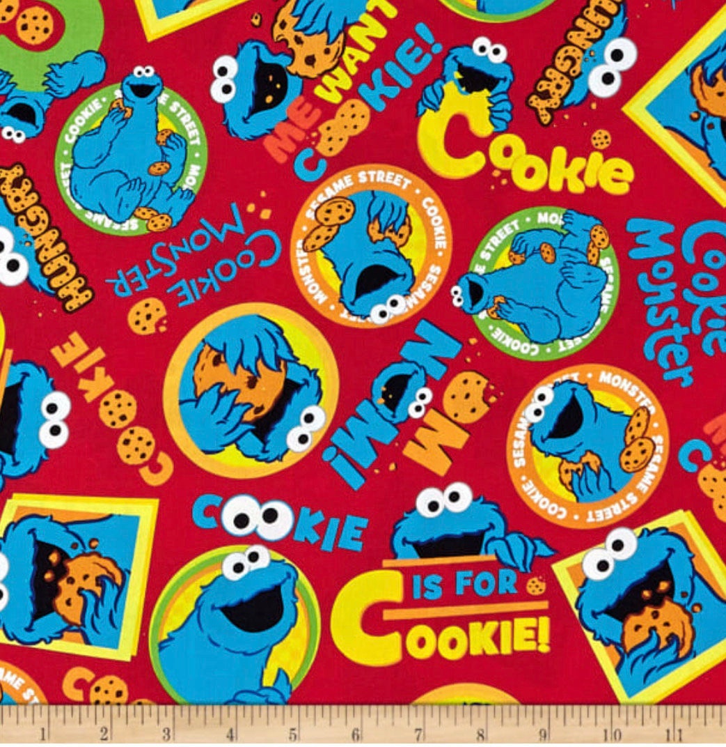 Licensed Sesame Street Cookie Monster Quilting Cotton Fabric - Etsy
