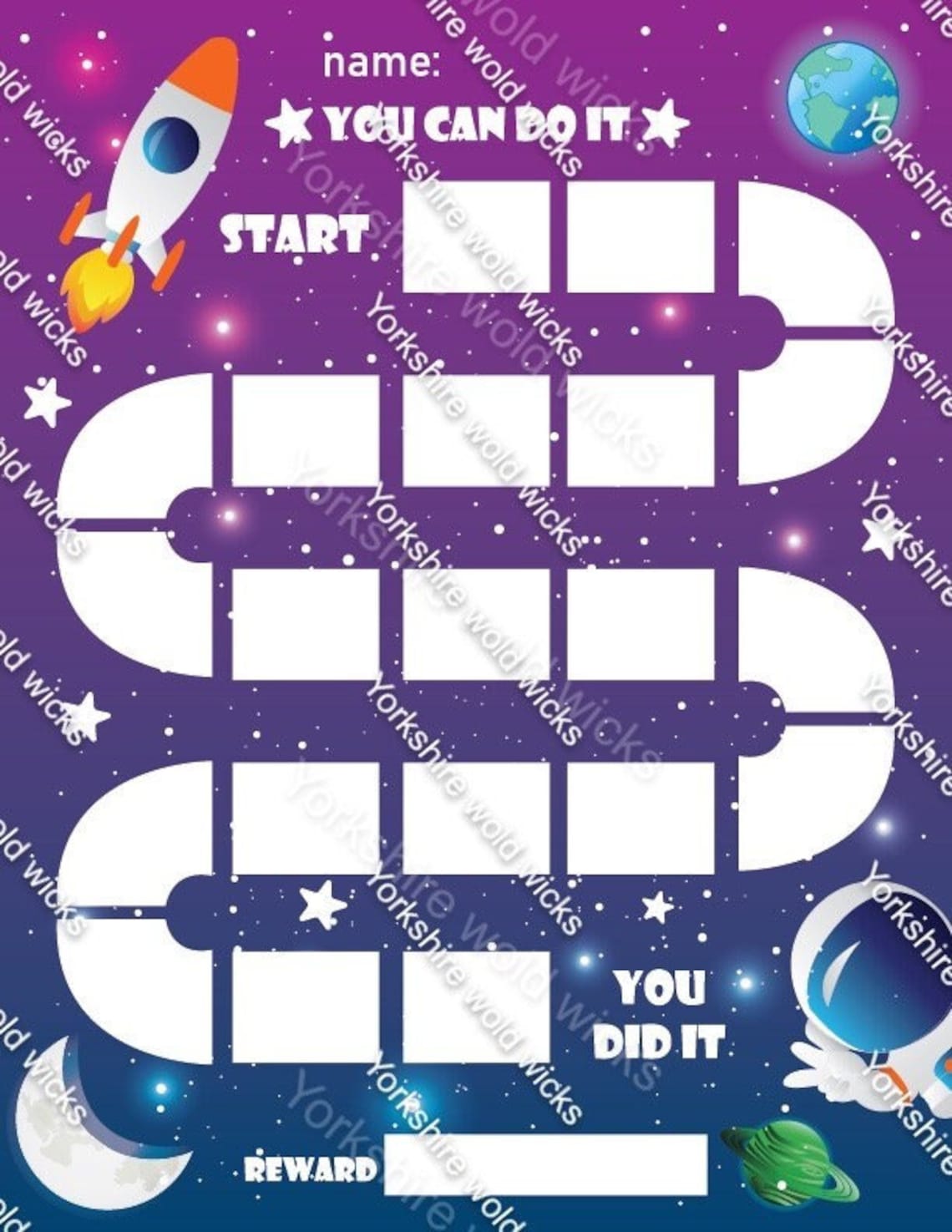 Rocket Reward Chart / Sticker Chart - Etsy
