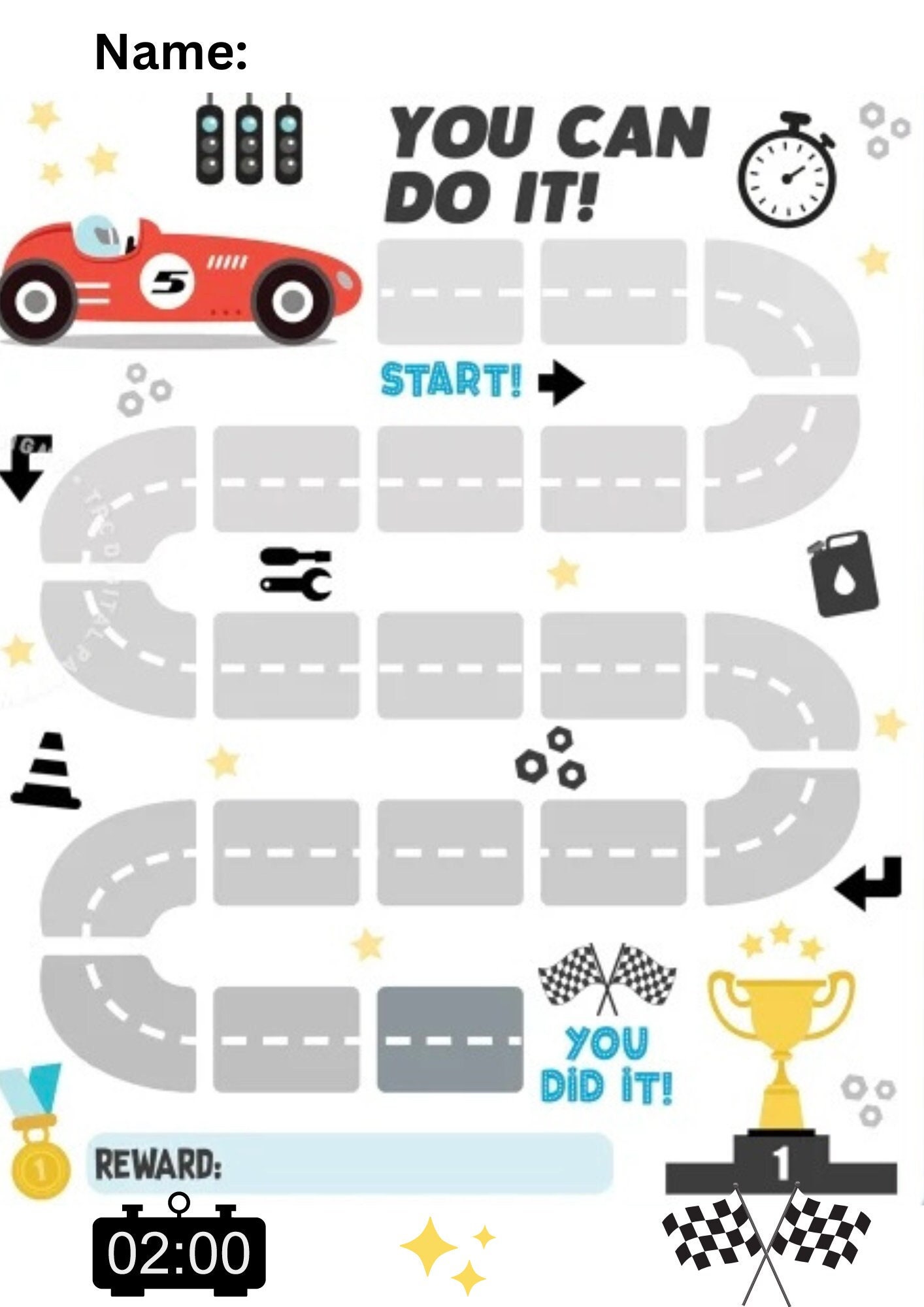 Racing Car Reward Chart / Star Chart - Etsy