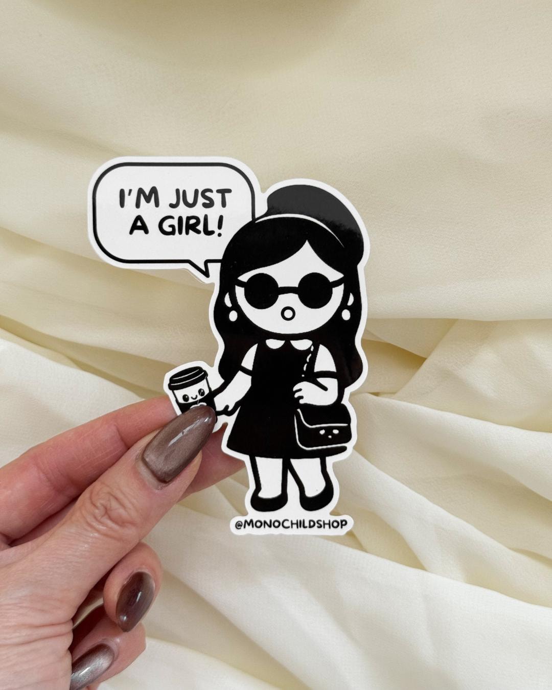 I'm Just A Girl Mono Girl Character Sticker | Fashion Cute Vinyl ...