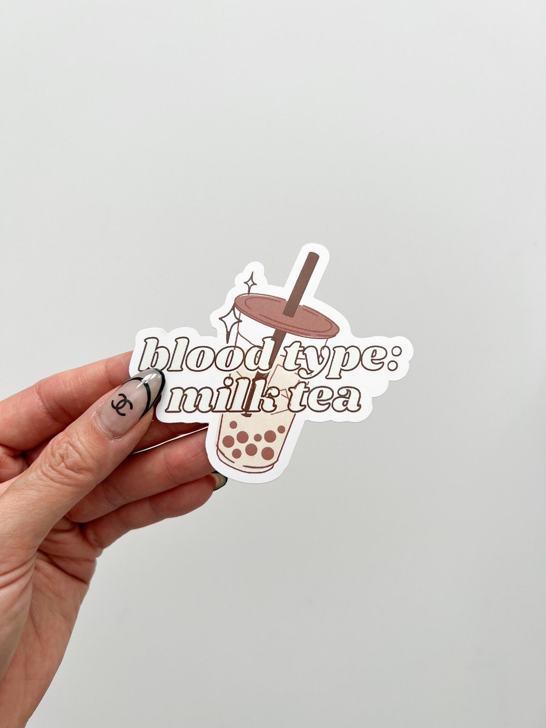 Blood Type: Milk Tea Waterproof Sticker - Etsy