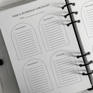 Task & Schedule Checklist (15 Sheets) | A5 Ring Binder Planner Inserts ...