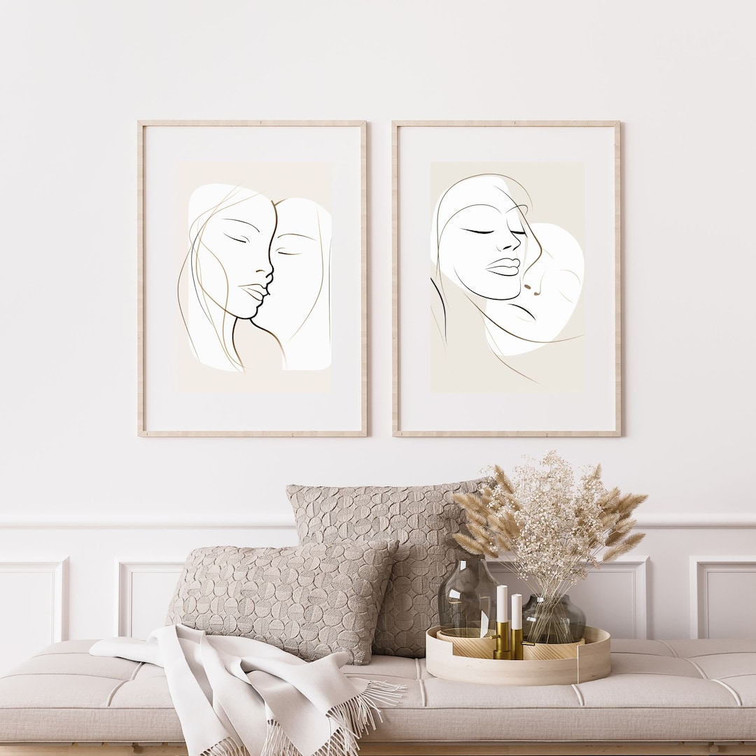 Couple Line Art Print, Couple Wall Art, Romantic, Living Room Decor ...