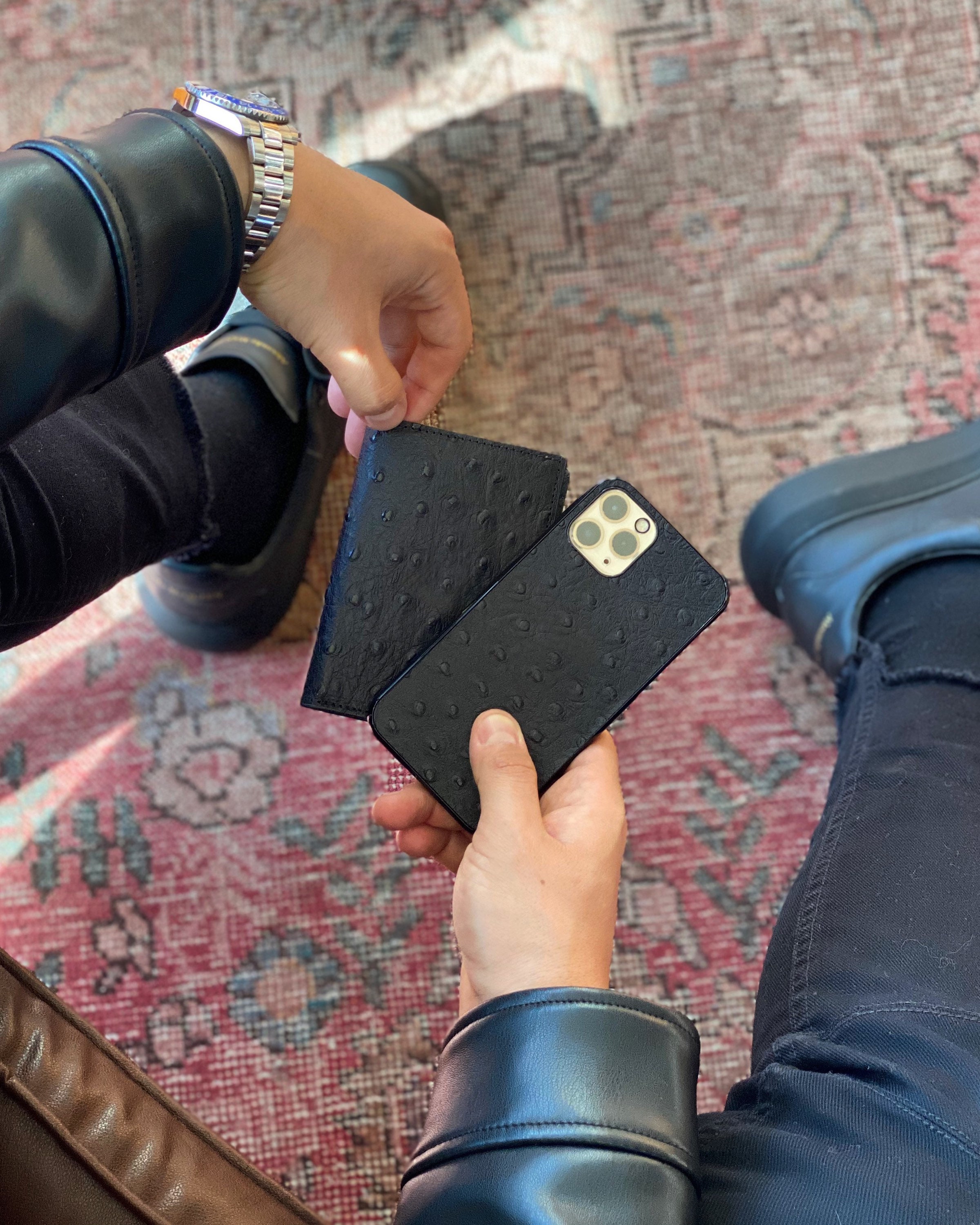 Italian Leather Ostrich Wallets Personalized Ostrich Wallet - Etsy