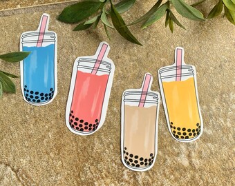 Kawaii Bunny Boba Tea Sticker, Strawberry Refresher Sticker, Bubble Tea ...