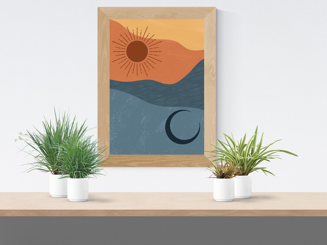 Boho Sun & Moon DIGITAL DOWNLOAD, Sun Moon Wall Art, Boho Wall Hangings ...