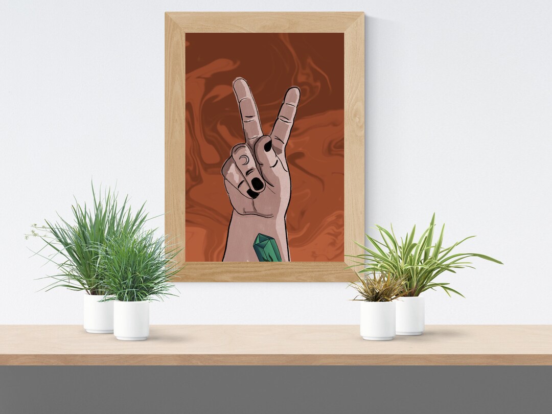 Peace Sign Wall Art | Peace Sign Art Print | Hand Peach Sign Wall Art ...