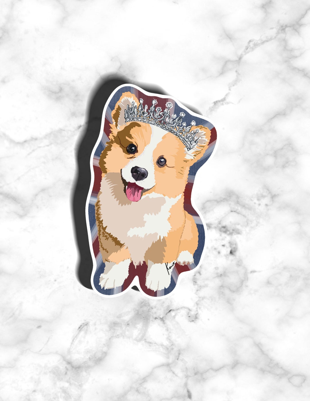Queen Elizabeth II Sticker, the Queen’s Corgis, Corgi With a Crown ...