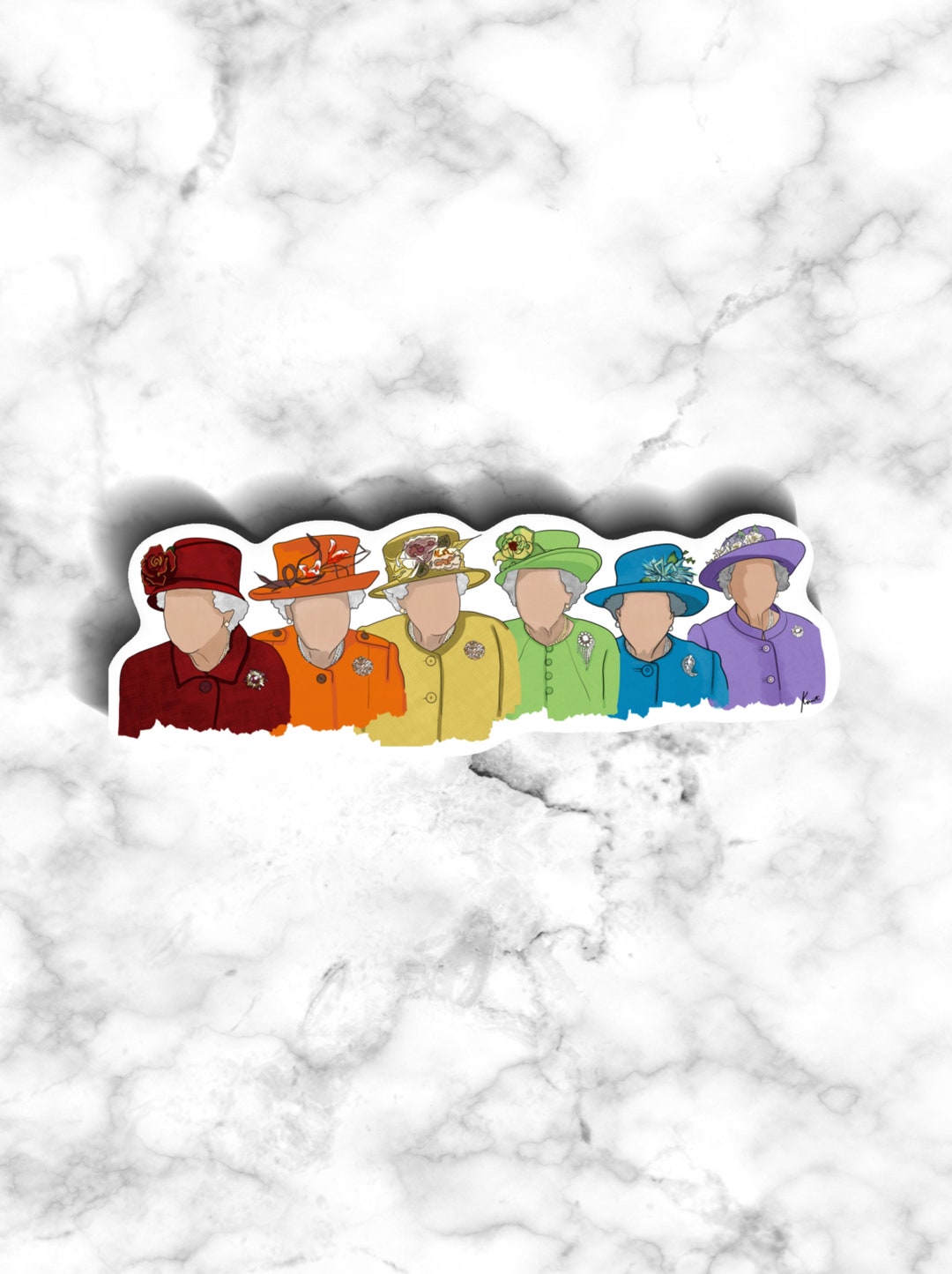 Rainbow Queen Sticker, Queen Elizabeth II Decal, British Royal Family ...