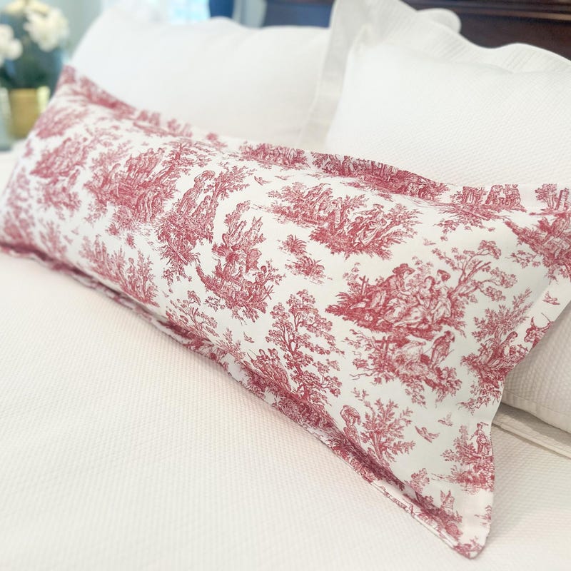 Red French Toile Pillow - Etsy