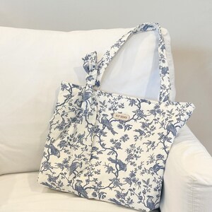 Quilted Blue Birds French Toile Tote Bag - Etsy