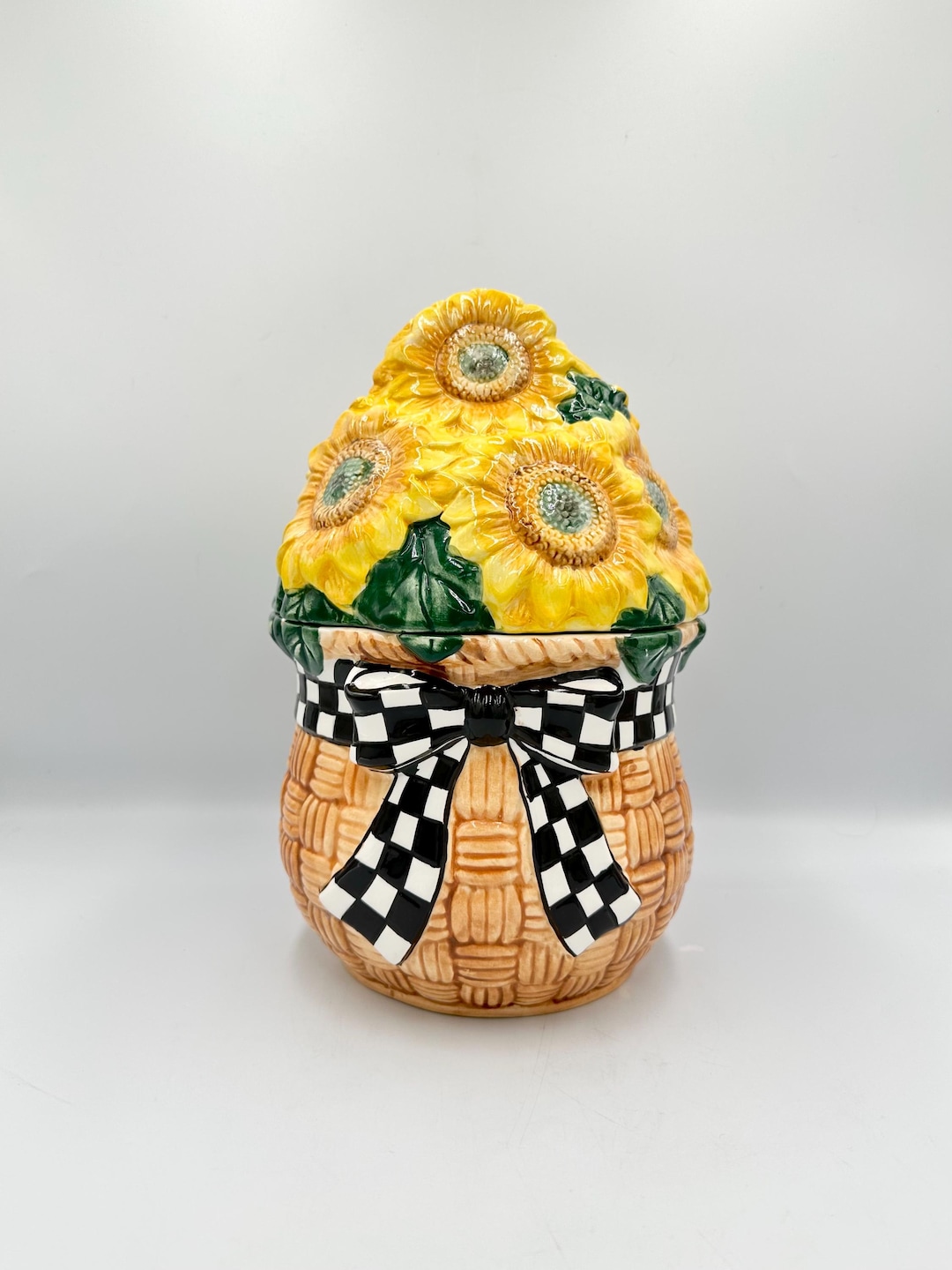 Vintage Sunflower Basket Cookie Jar • Whimsical 11” Kitchen Canister - Etsy
