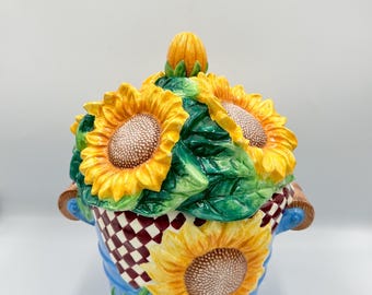 Vintage Cooks Club Ceramic Sunflower Basket Cookie Jar 11 In. - Etsy