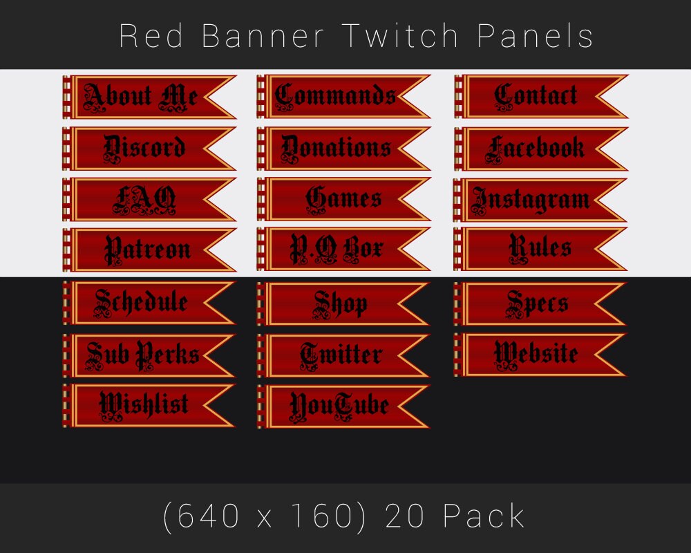 Red Banner Halloween Medieval Premade Twitch Panels Graphics Stream ...
