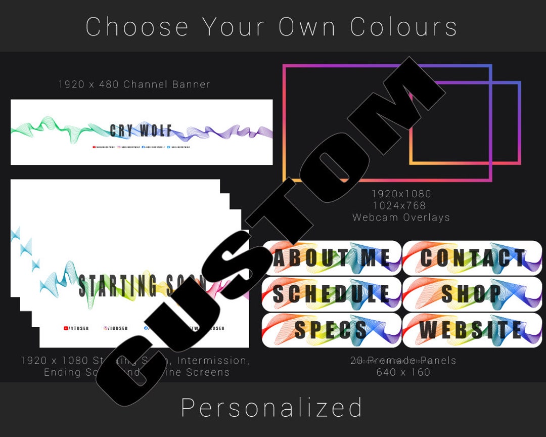 CUSTOM Wave Custom Twitch Overlay Graphics Stream Bundle - Etsy