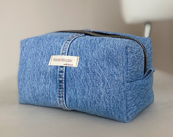 HANDMADE Quilted Jeans Denim Cosmetic Bag - Etsy