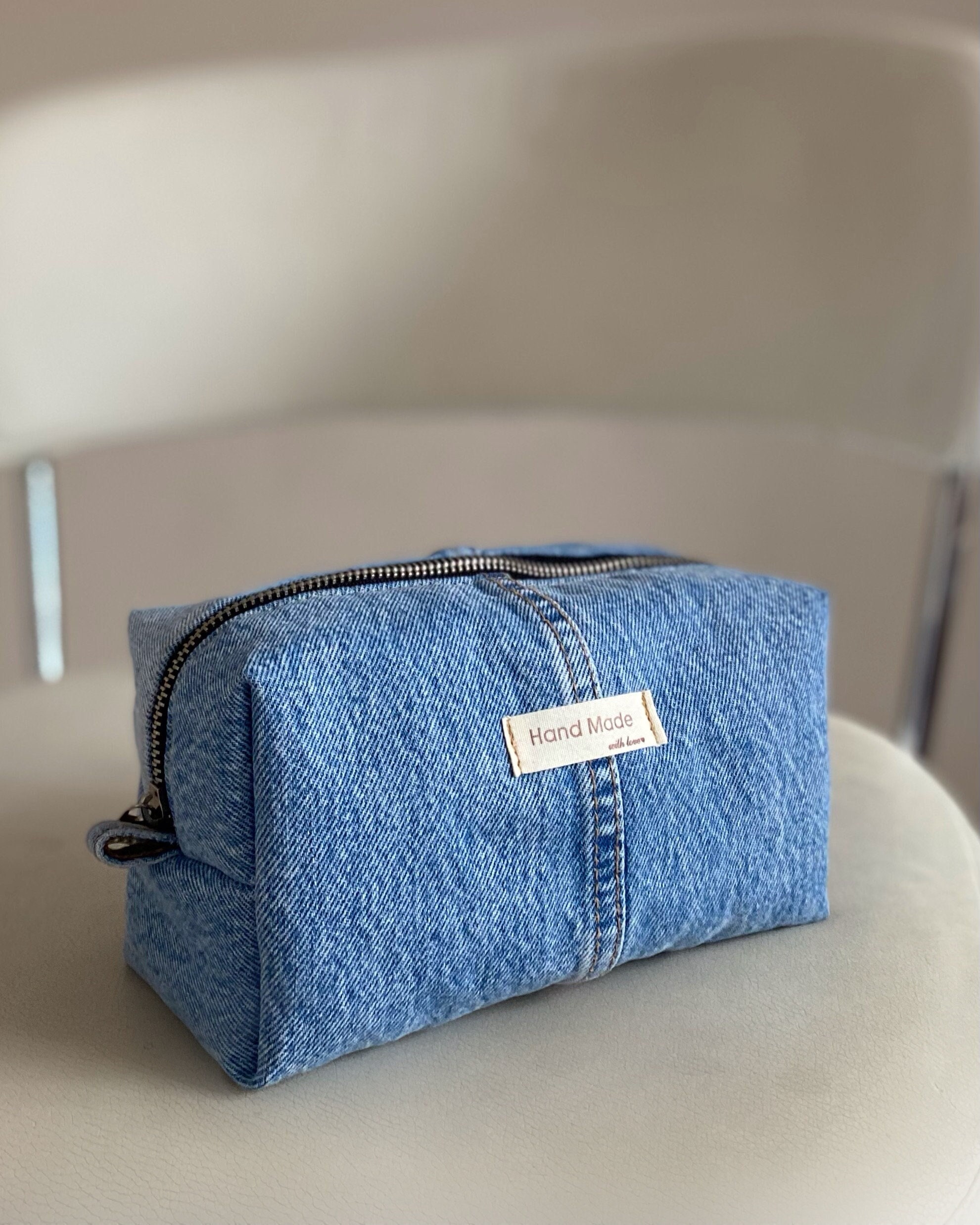 HANDMADE Quilted Jeans Denim Cosmetic Bag - Etsy