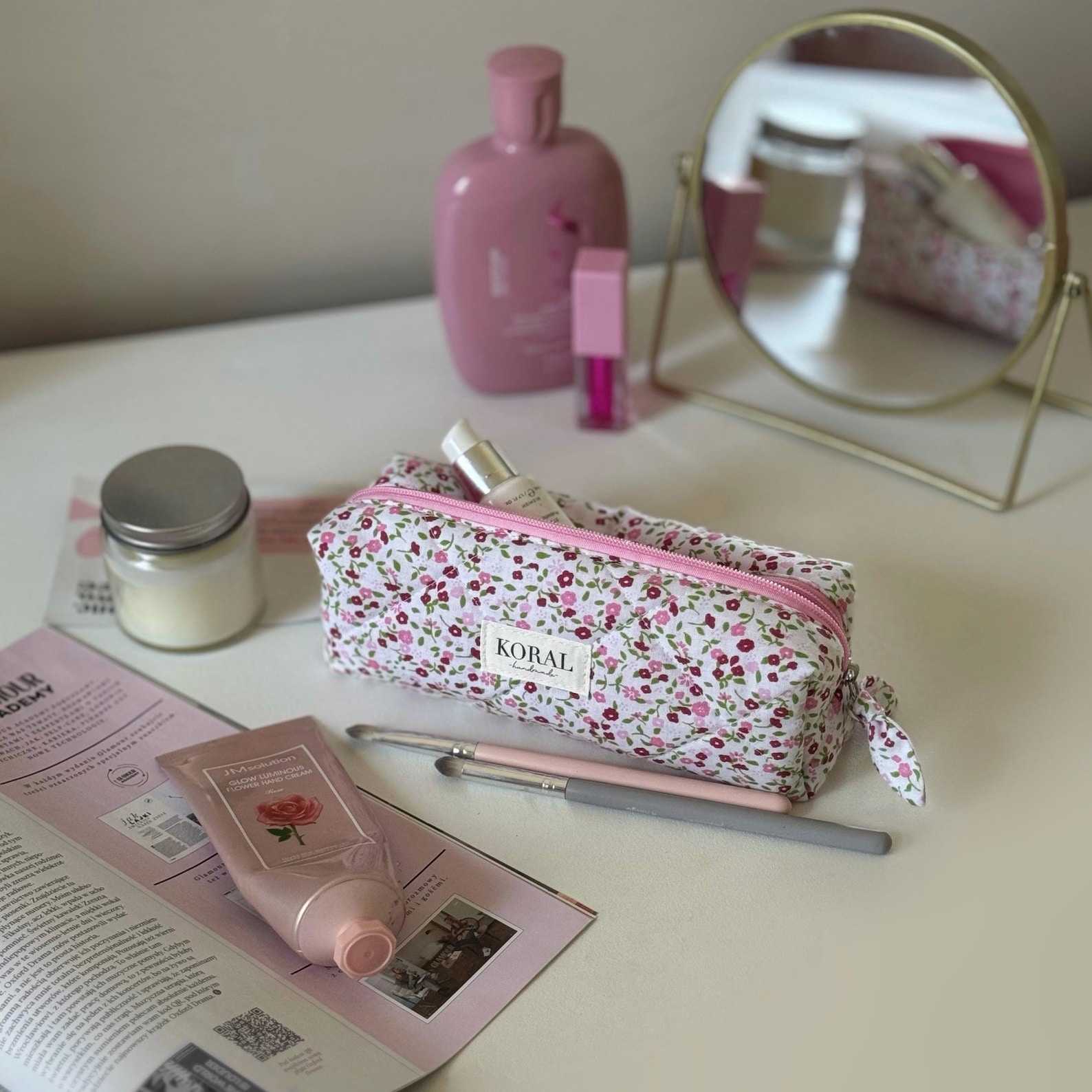 Quilted Cotton Pencil Case "pink Flowers" - Etsy