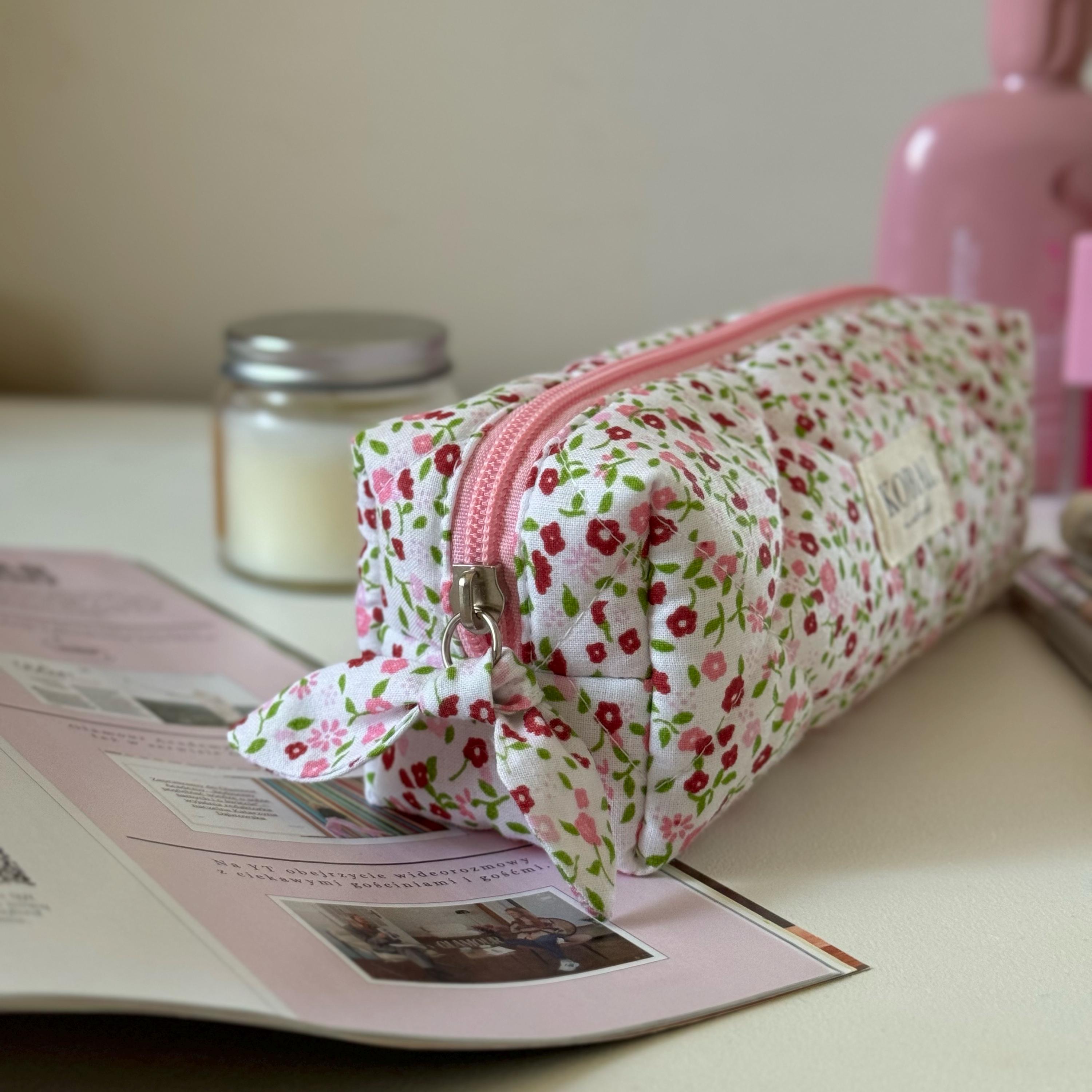 Quilted Cotton Pencil Case pink Flowers - Etsy
