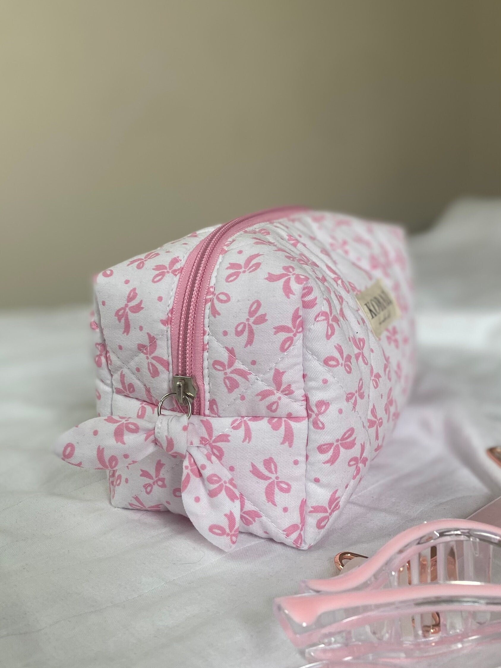HANDMADE Quilted Cosmetic Bag "ribbons " - Etsy