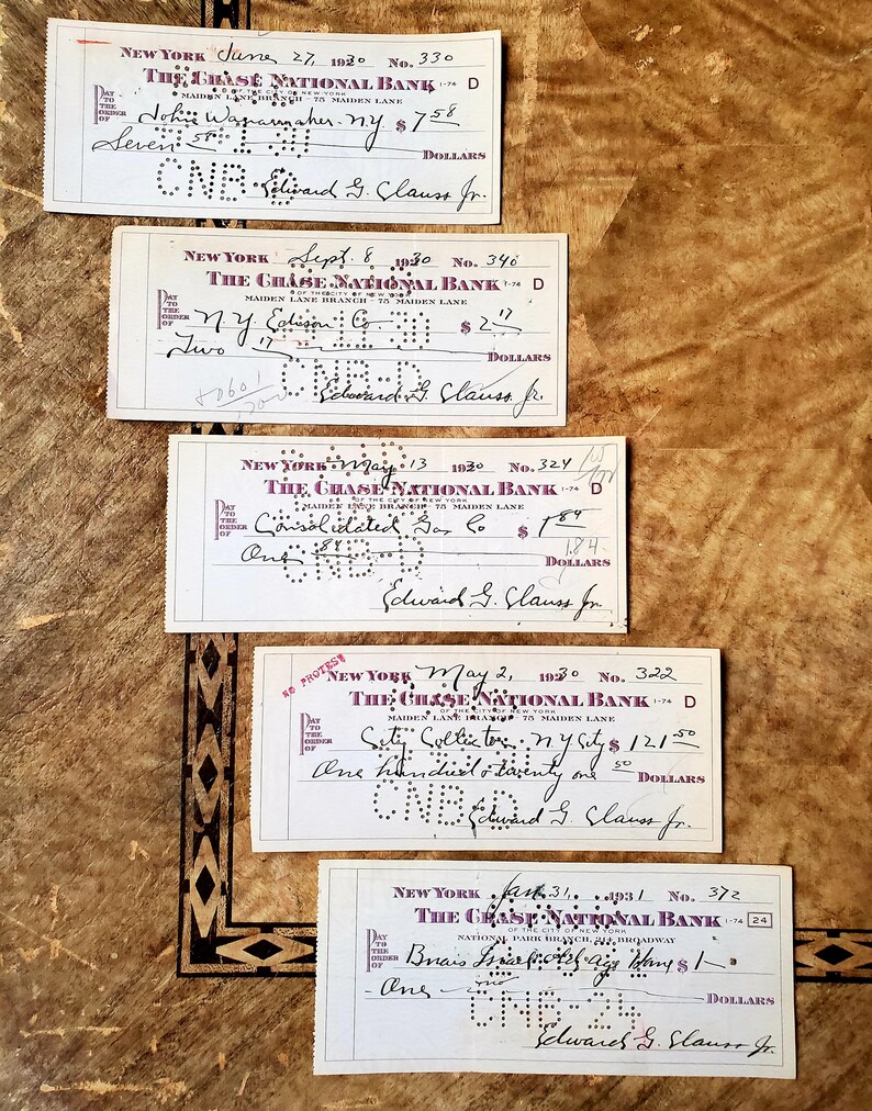 Antique Bank Checks New York Authentic Antique & Vintage Ephemera Junk ...
