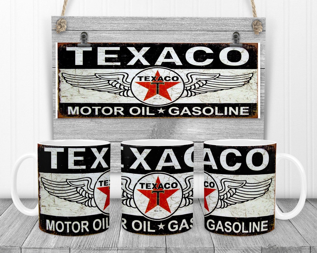 Texaco, Motor Car Bike Enthusiast Mug, Oil Can Effect Dirty Mug, Gift for Dad, Grandad, Mechanic ...