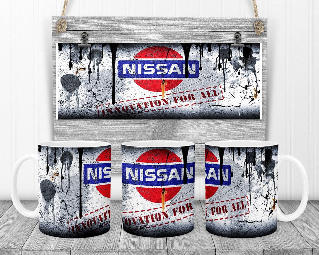 Nissan, Motor Car Bike Enthusiast Mug, Oil Can Effect Dirty Mug, Gift ...