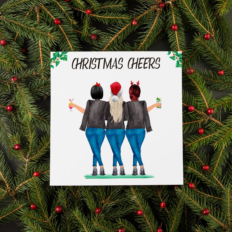 Personalised Best Friend Christmas Cards, Portrait Christmas Cards ...