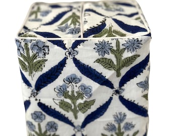 Blue and White Floral Square Tissue Box Cover - Etsy