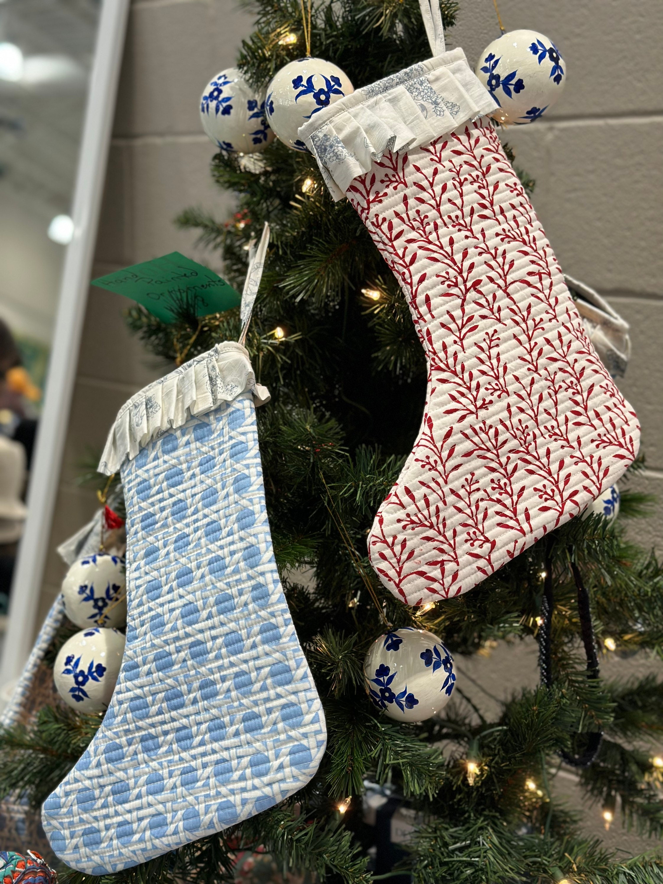 Hand Made Quilted Christmas Stocking Block Printed Christmas Stocking ...