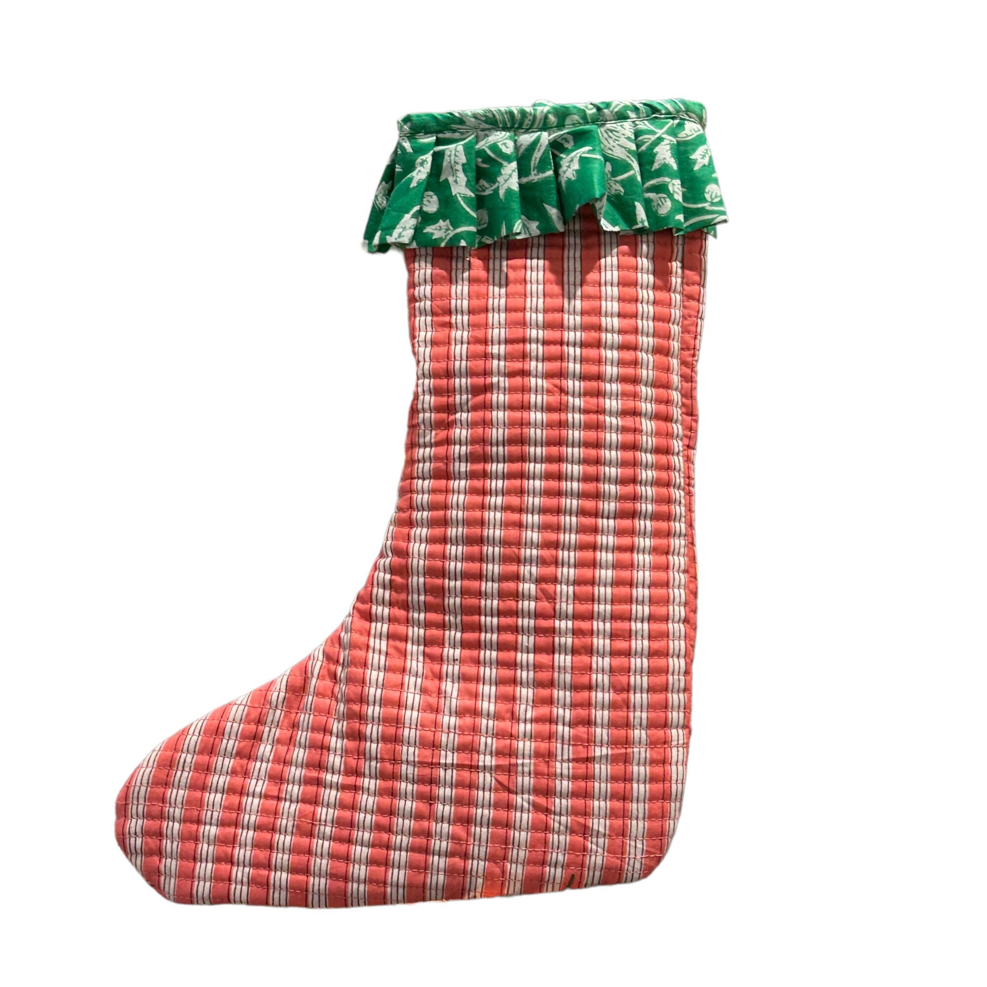 Hand Made Quilted Christmas Stocking Block Printed Christmas Stocking ...