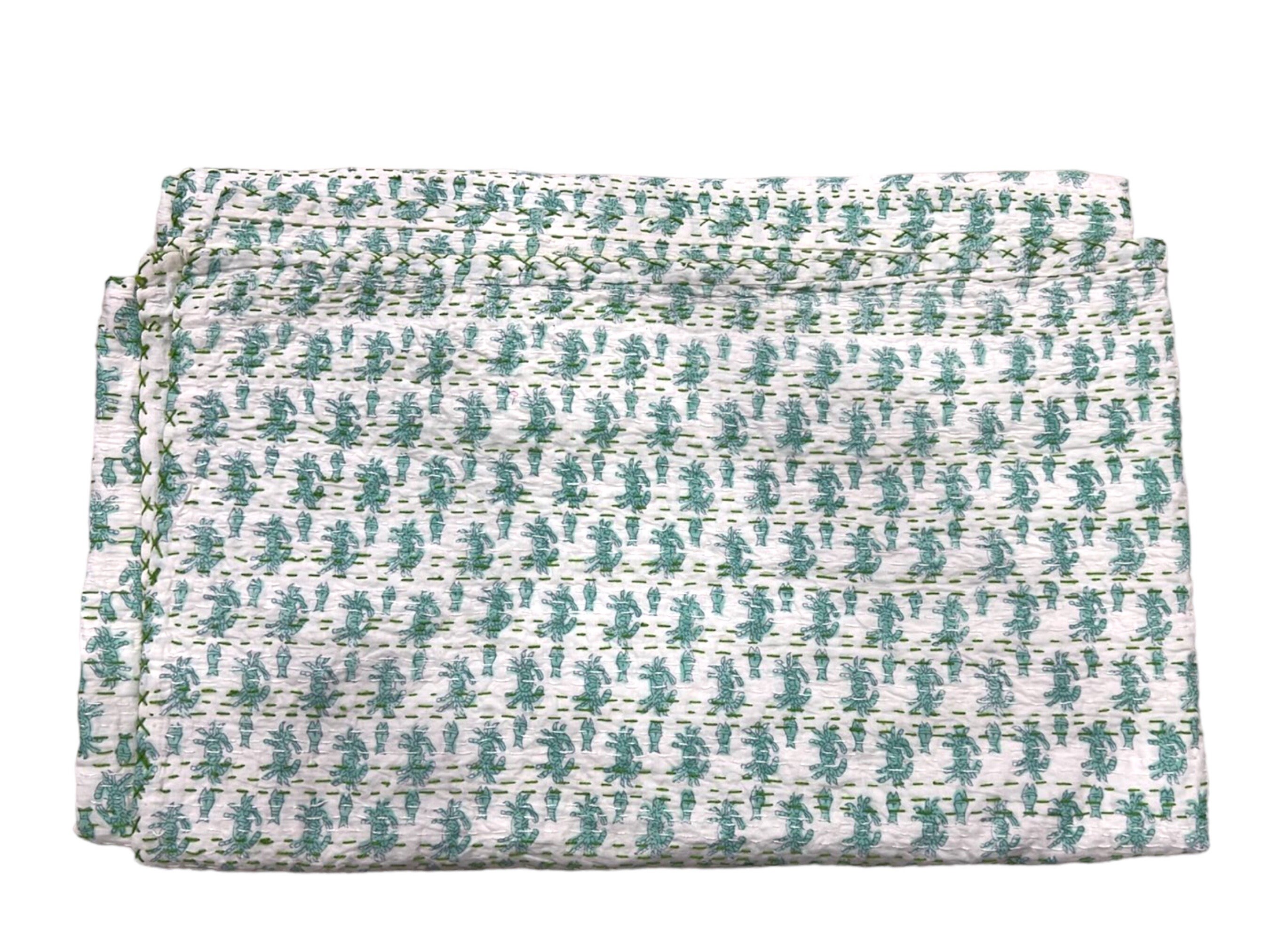 Hand Block Print Cotton Coverlet Crab Quilt Hand Stitched - Etsy