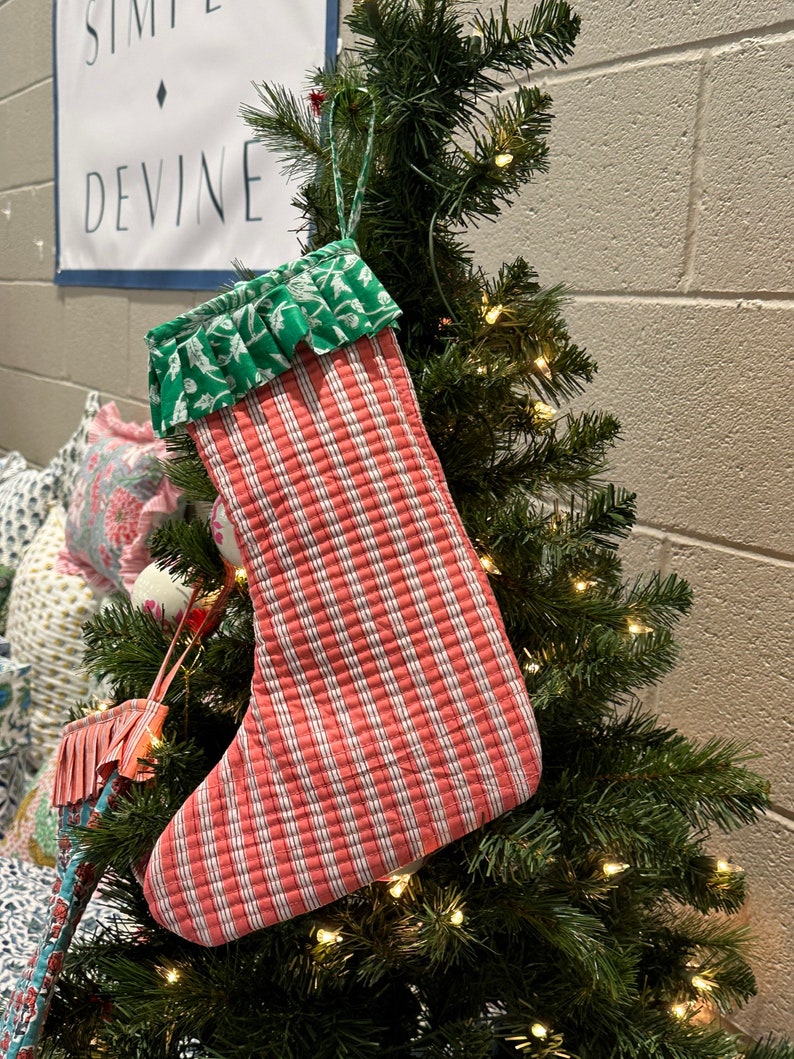 Hand Made Quilted Christmas Stocking Block Printed Christmas Stocking ...