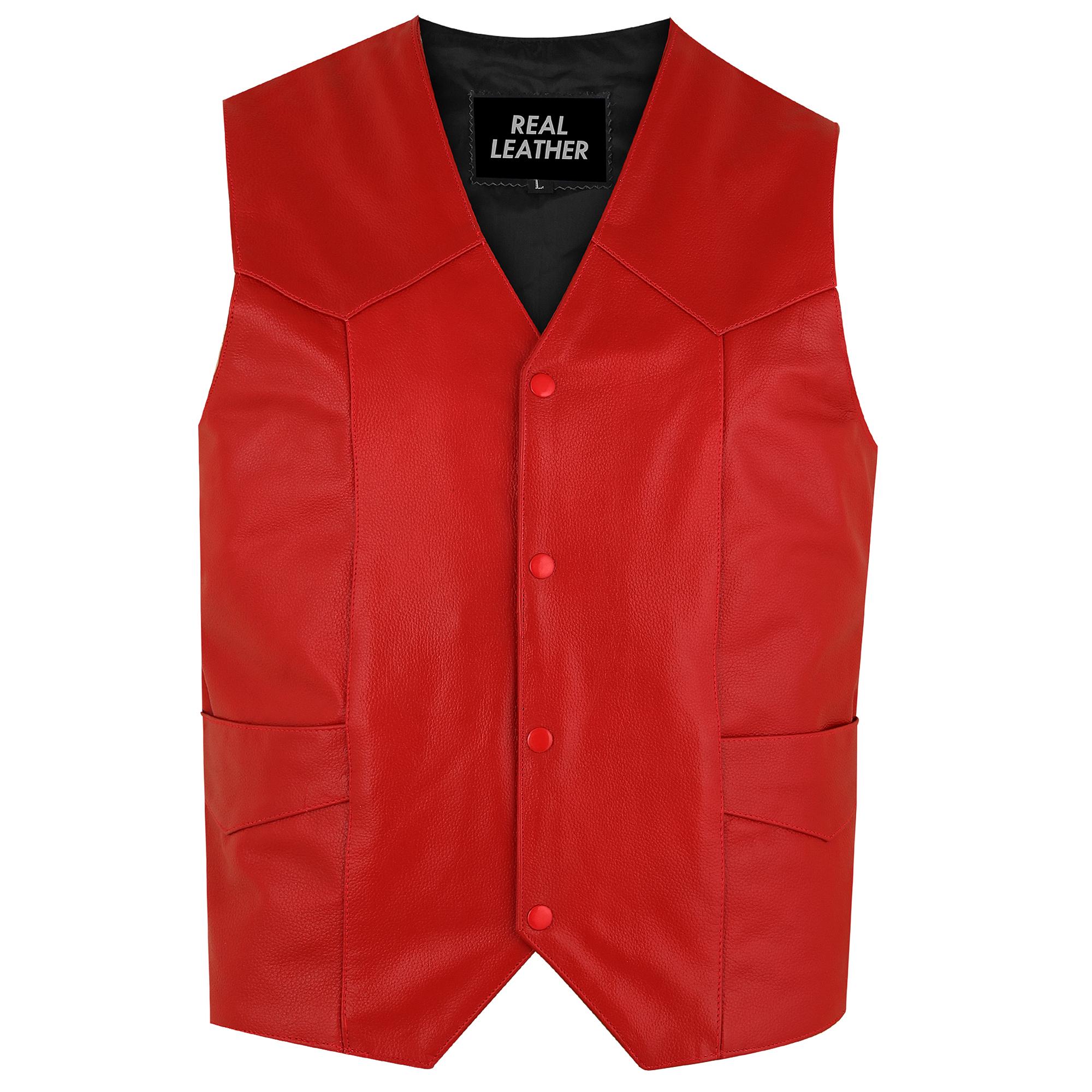 Aamron® Men's Real Red Leather Vest for Men, Biker Vest Outerwear ...