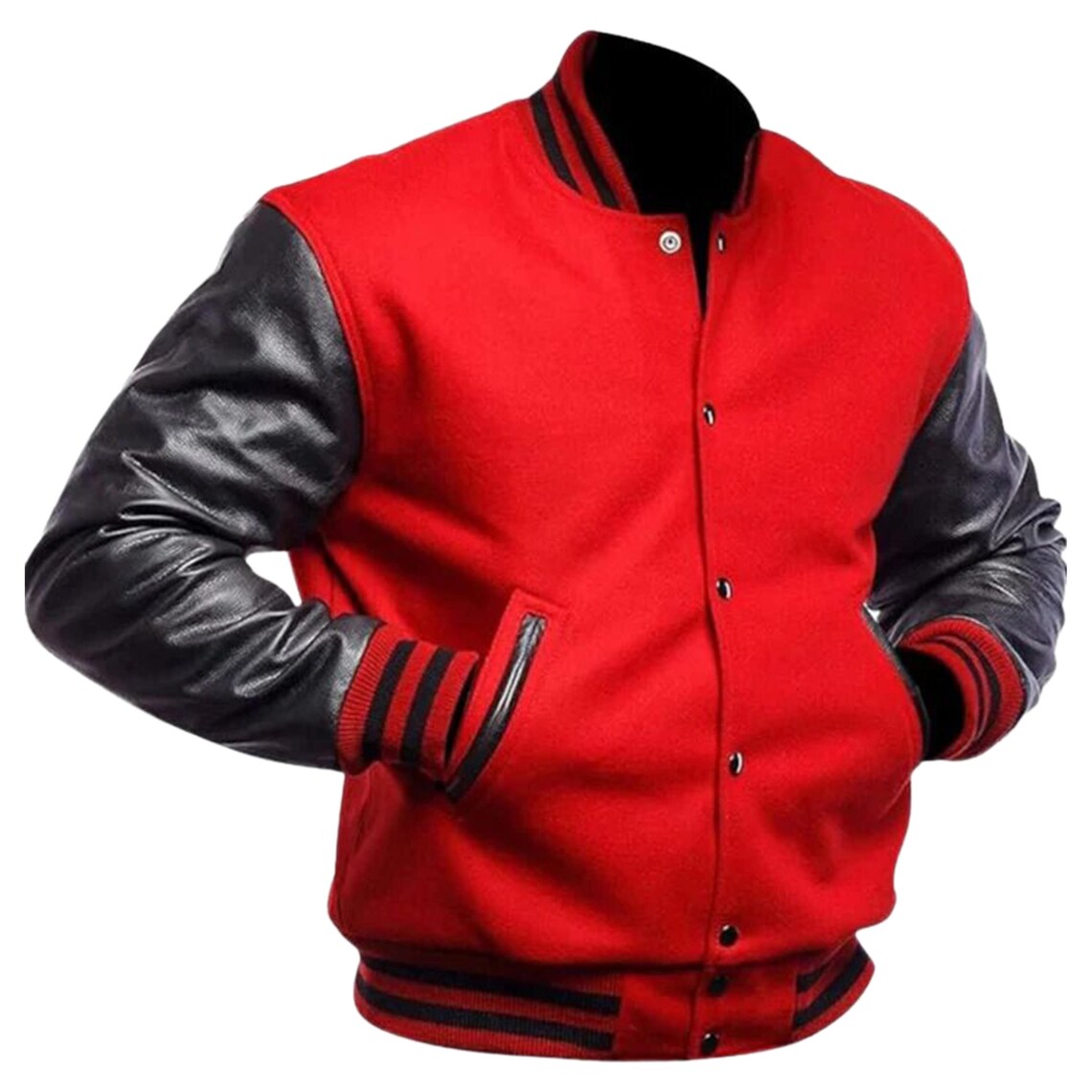 Aamron® Customized Letterman Varsity Jacket | Red Melton Wool & Black ...
