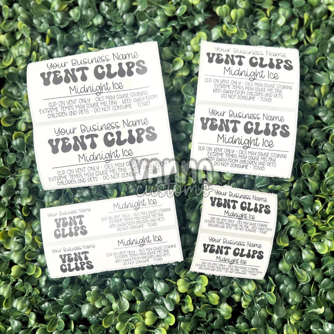 CUSTOM Vent Clips Scent + Care Thermal Printed Labels (4 Size Options ...