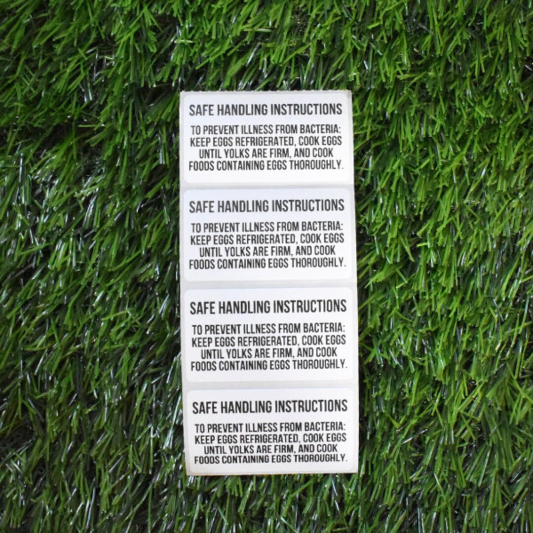Safe Handling Instruction Stickers for Eggs - 2.25”x1.25” Thermal ...
