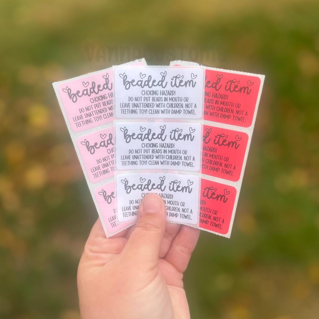 Beaded Item Care Labels - 2.25"x1.25" Thermal Printed Stickers ...