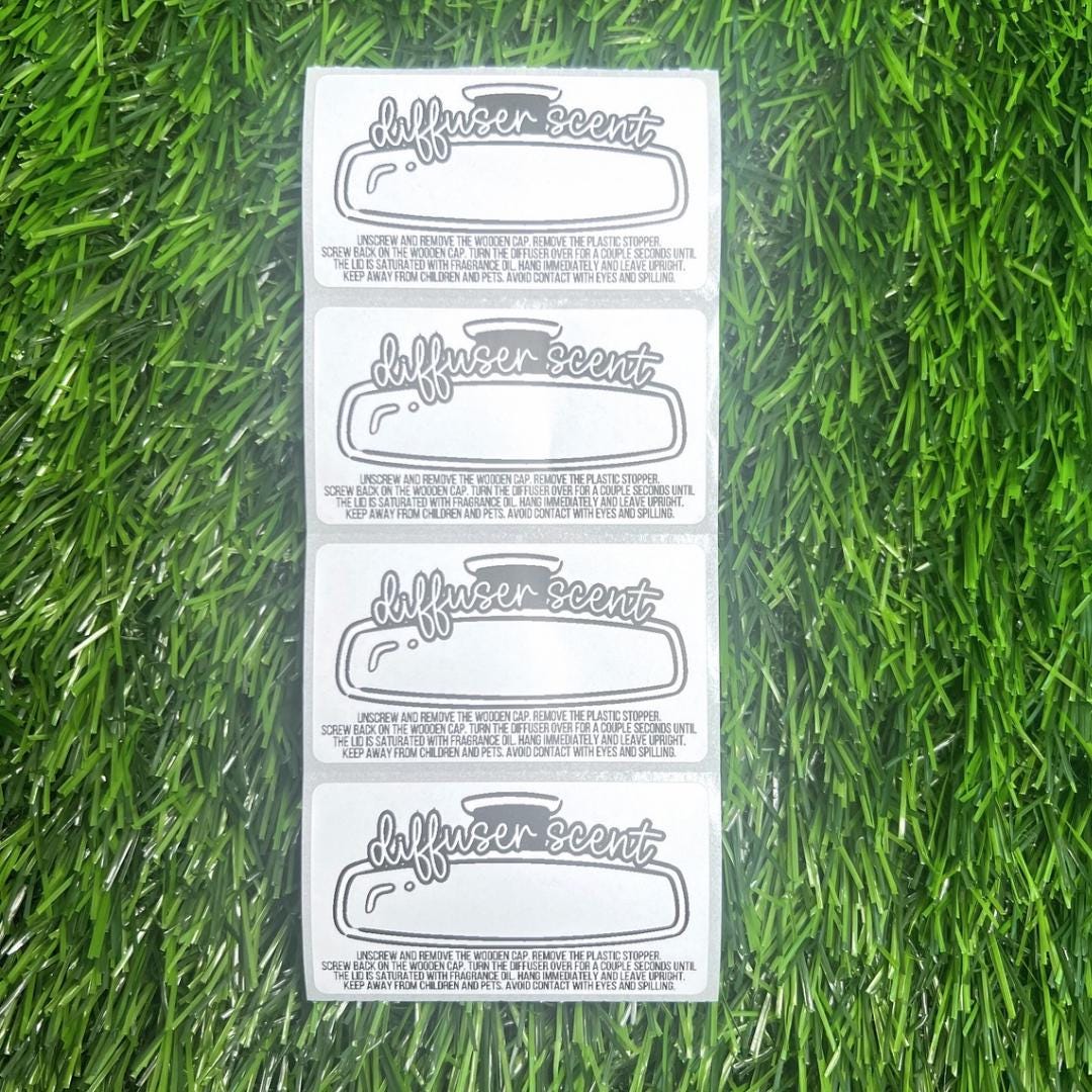 Car Diffuser Scent Mirror Care/warning 2.25"x1.25" Thermal Printed ...