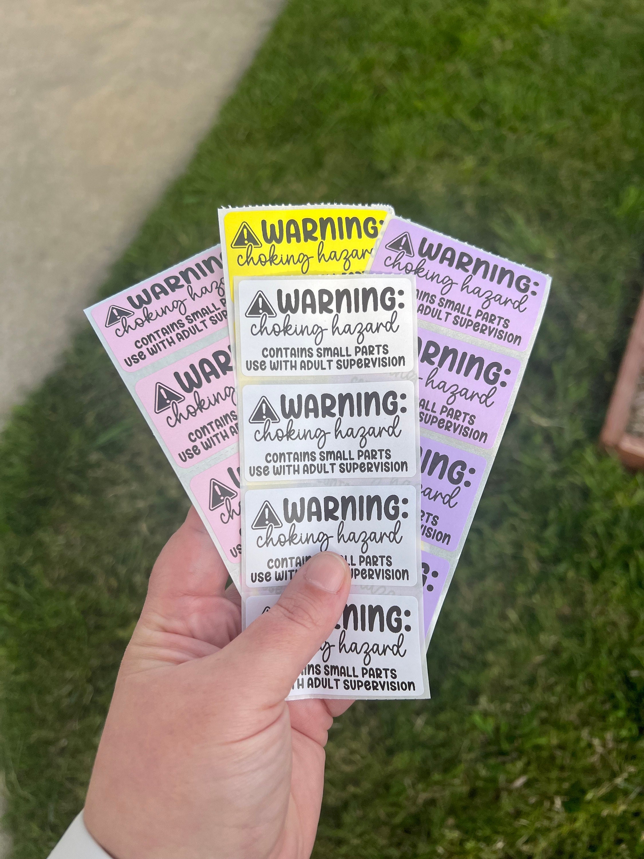 Warning Choking Hazard Contains Small Parts 2.25x1.25 Thermal Printed ...