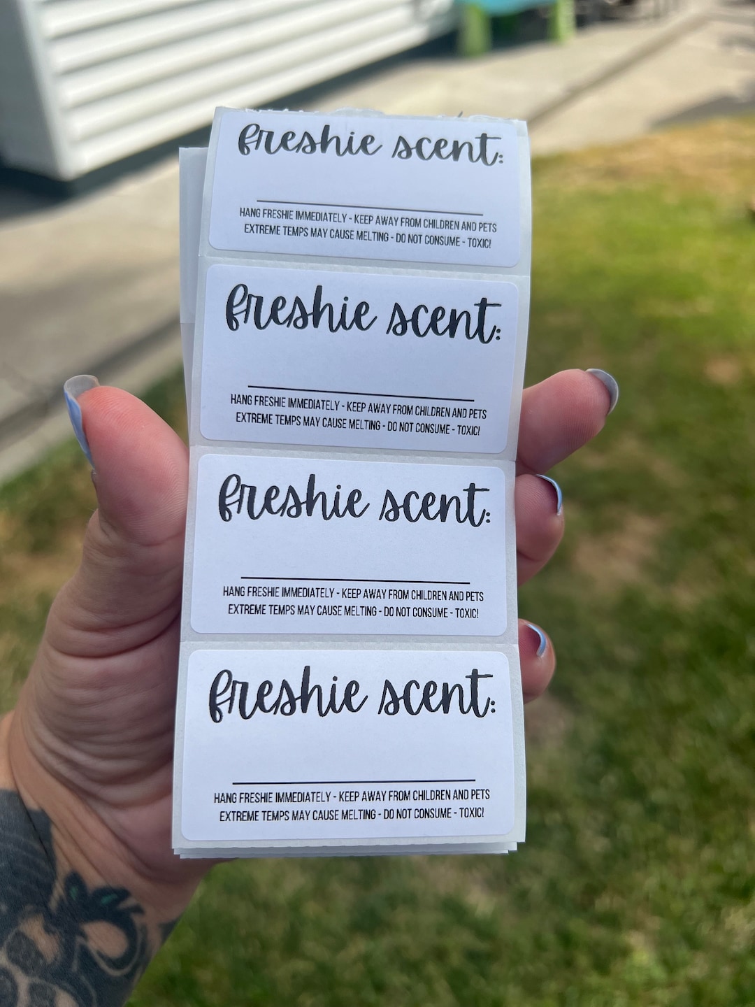 CUSTOM *3 SIZES* Car Freshie Scent + Care Thermal Printed Labels ...
