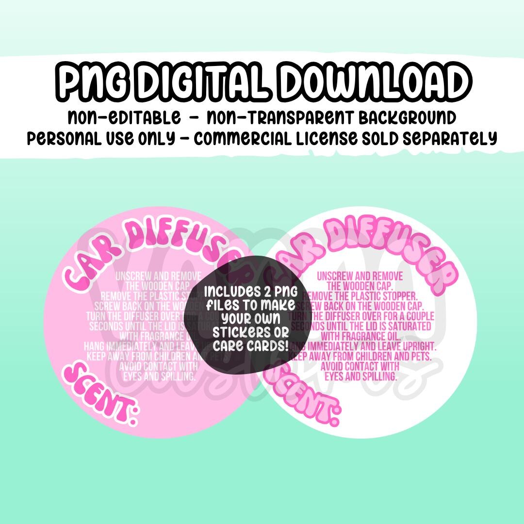 Pink Retro Circle Car Diffuser Care + Scent PNG DIGITAL DOWNLOAD ...