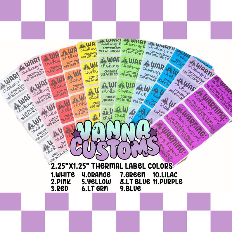 Warning Choking Hazard Contains Small Parts 2.25x1.25 Thermal Printed ...