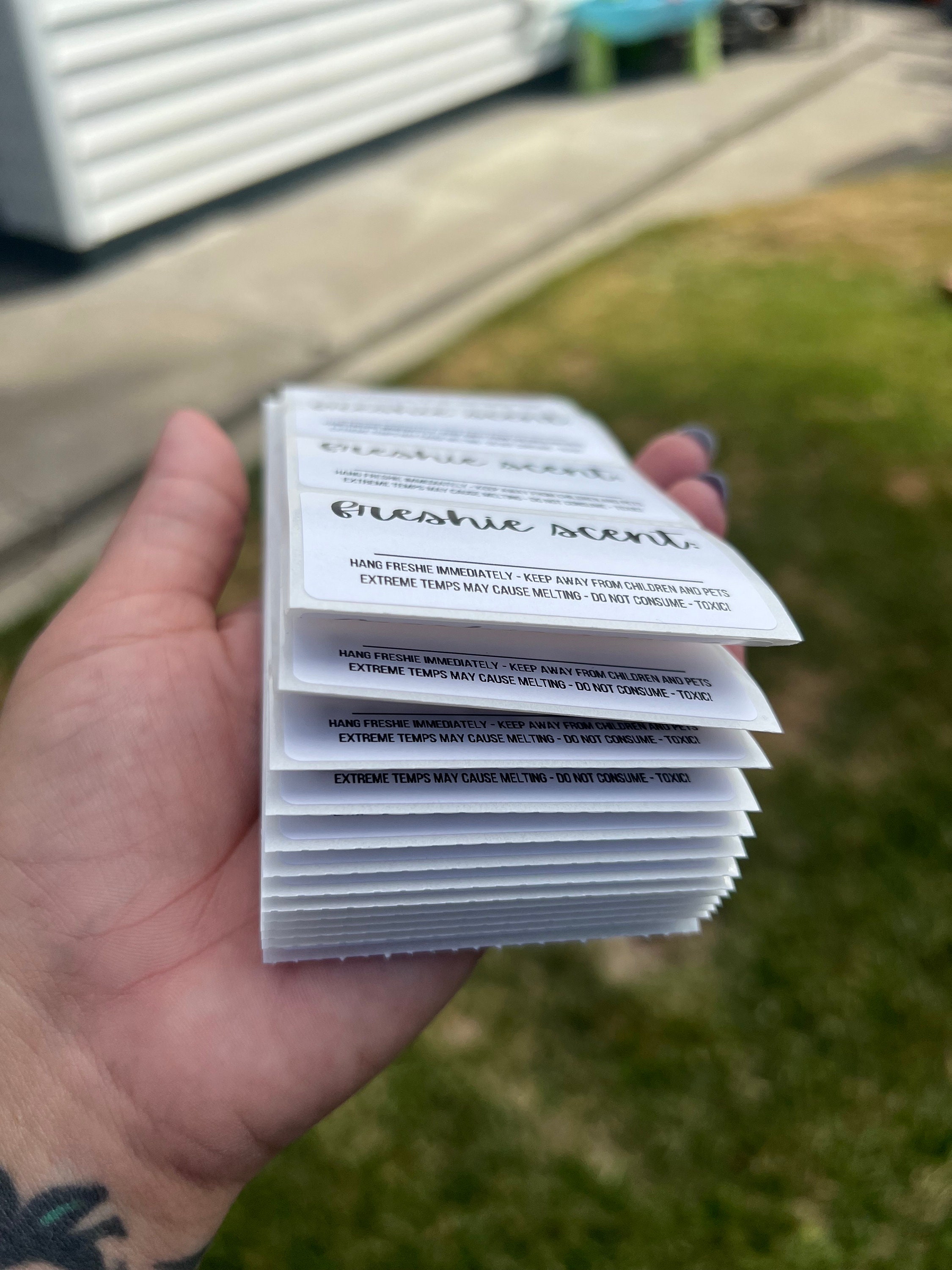 CUSTOM *3 SIZES* Car Freshie Scent + Care Thermal Printed Labels ...