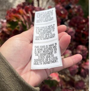 1.5” Square Thermal Printed Cottage Food Law Home Bakery Labels - Made ...