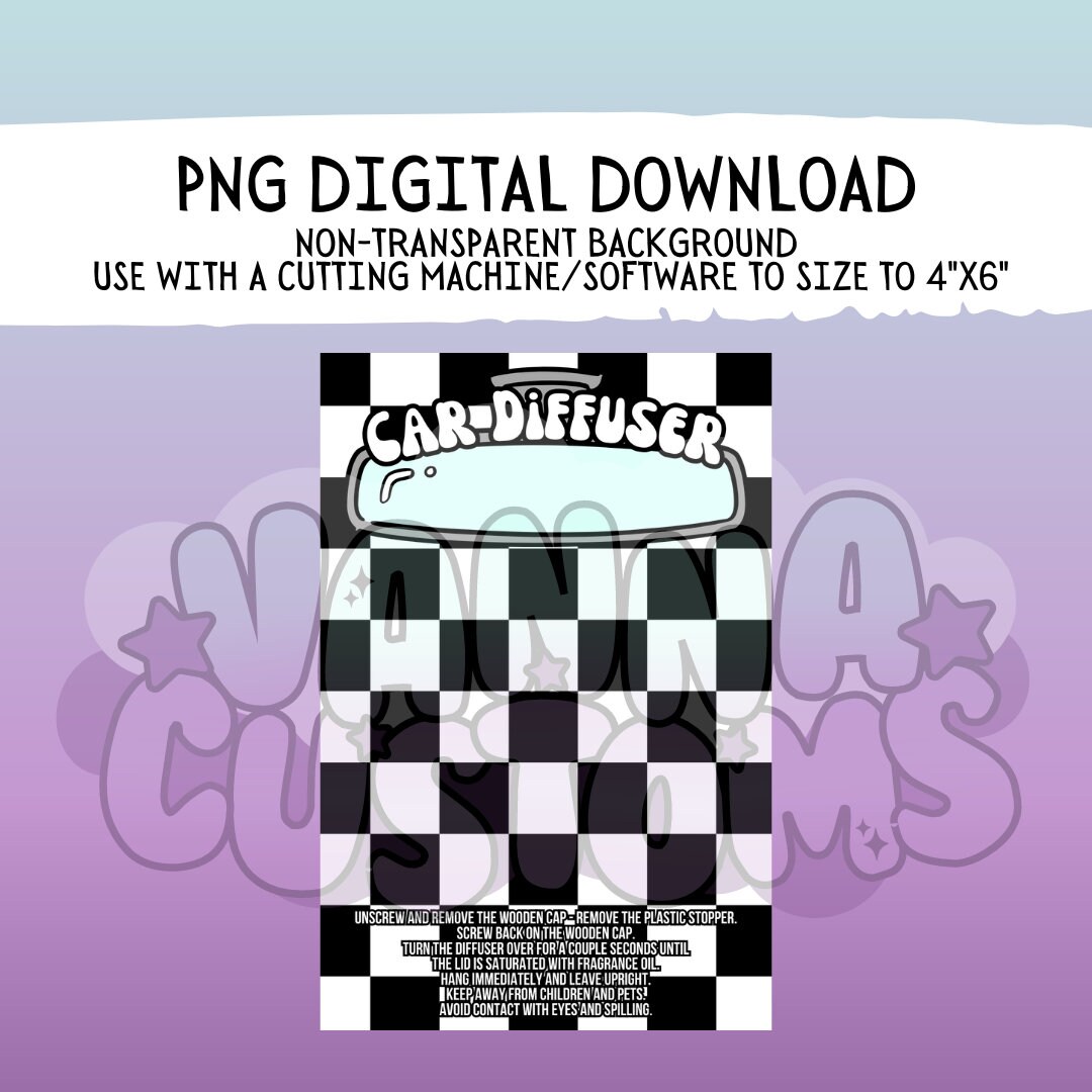Checkerboard Car Diffuser Care Printable Package Insert PNG DIGITAL ...
