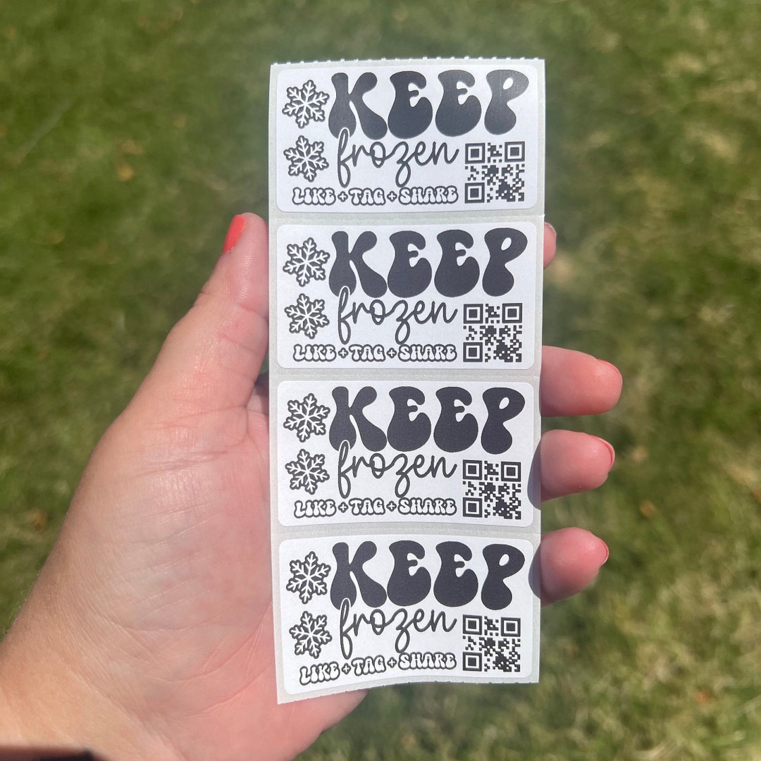 Custom QR Code Keep Frozen With Snowflakes 2.25x1.25 Thermal Printed ...