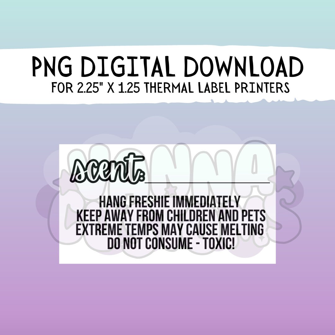 Car Freshie Scent Label With Care/warning 2.25x1.25 PNG DIGITAL ...